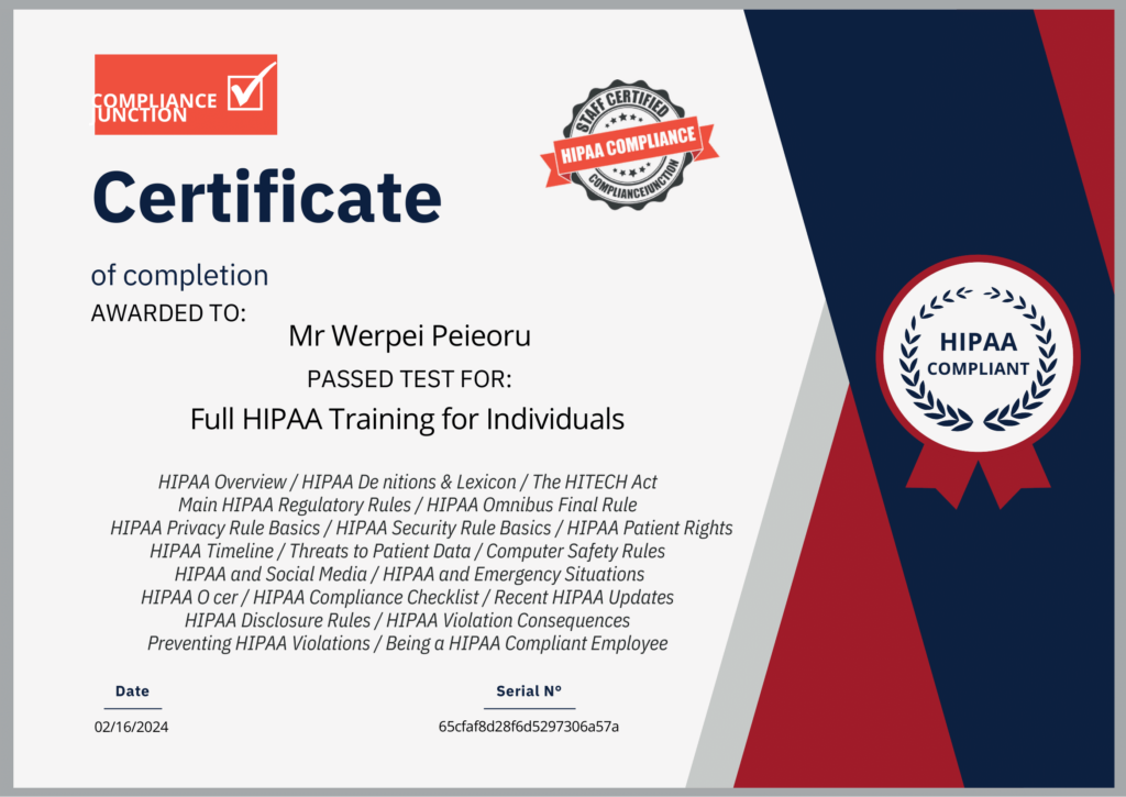 HIPAA Training Individuals - ComplianceJunction