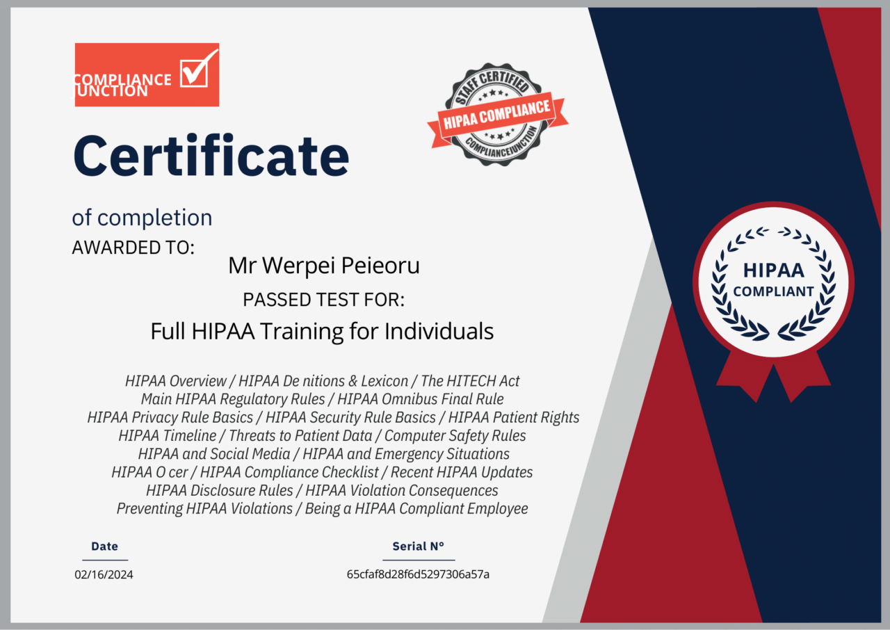 HIPAA Training Individuals - ComplianceJunction